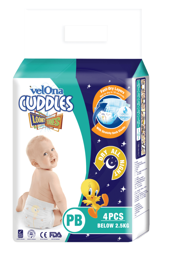 VELONA CUDDLES SLIM FIT LOONEY TUNES DIAPER (4PC) – Velona