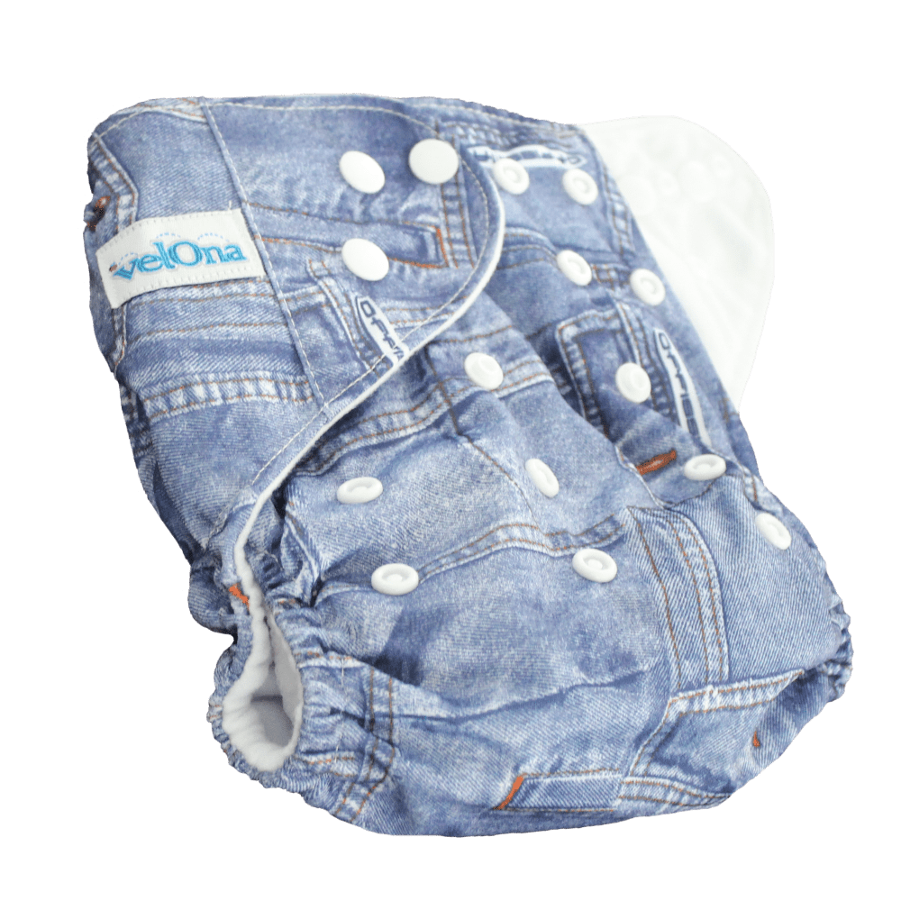 Denim Look Cotton Feel Reusable Cloth Diaper Free Size Velona Denim Look Cotton Feel Reusable Cloth Diaper Free Size Velona